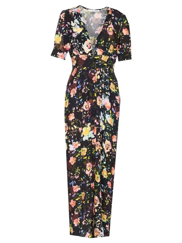 MAR DE MARGARITAS Floral-print Midi Dress - Black
