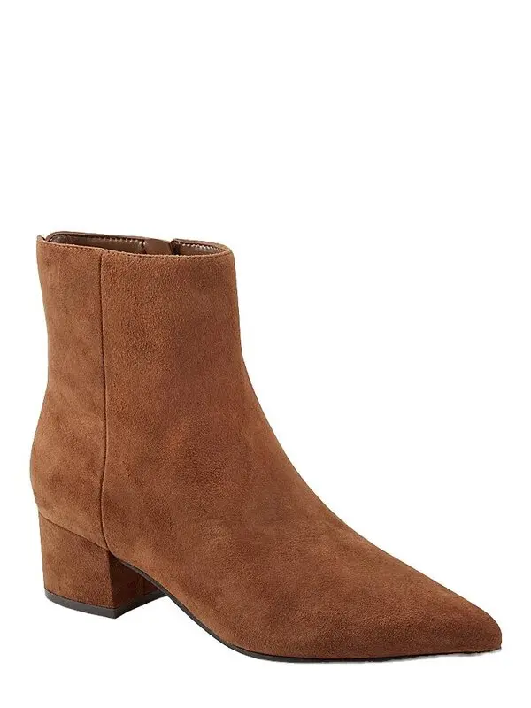 MARC FISHER LTD. Leonna Block Heel Booties - Medium Brown