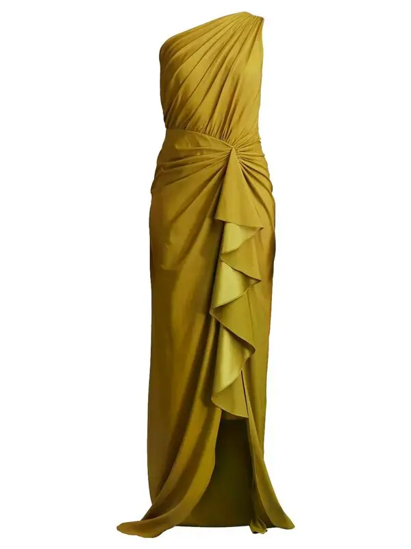 Tadashi Shoji One-shoulder Ruffled Evening Dress - Yellow