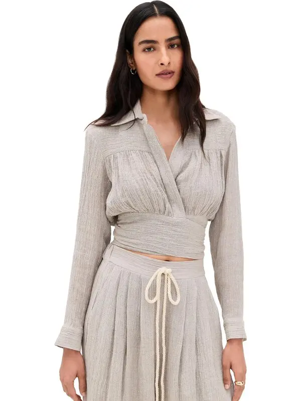 JBQ Alessa Wrap Top - Taupe