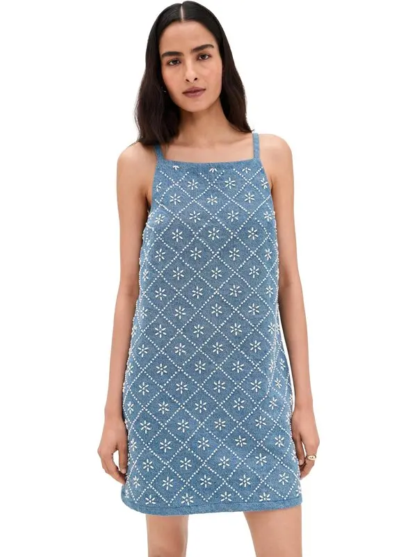 Rag & Bone Gentry Embellished Denim Mini Dress - Bl Em