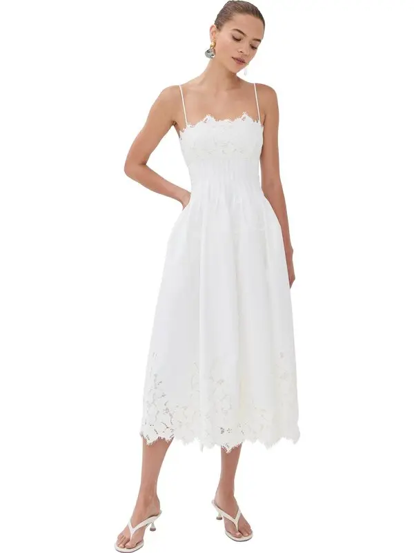 Simkhai Lilianna Sleeveless Lace Midi Dress - White Multi