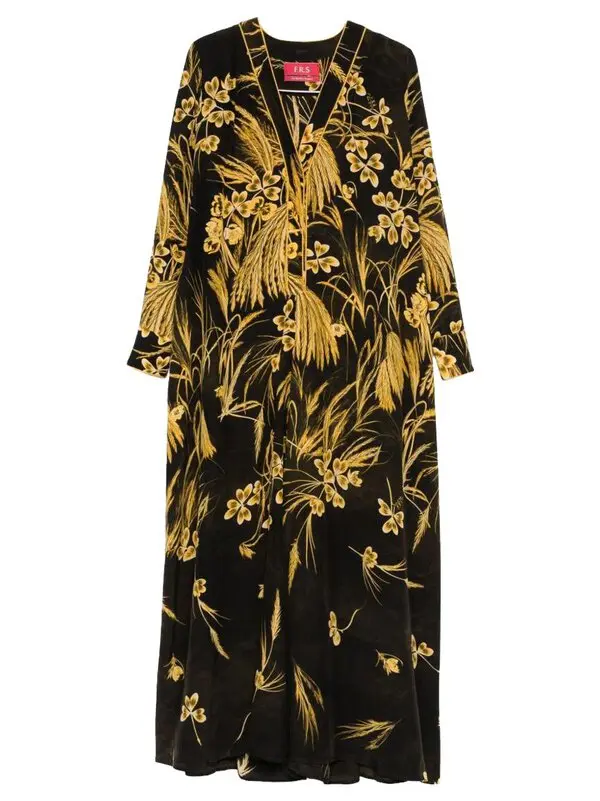 F.R.S FOR RESTLESS SLEEPERS Silk Blend Floral Print Maxi Dress - Yellow