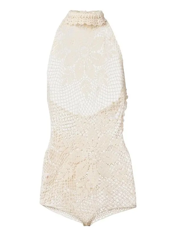 Magda Butrym Floral Crochet Cotton Romper - White