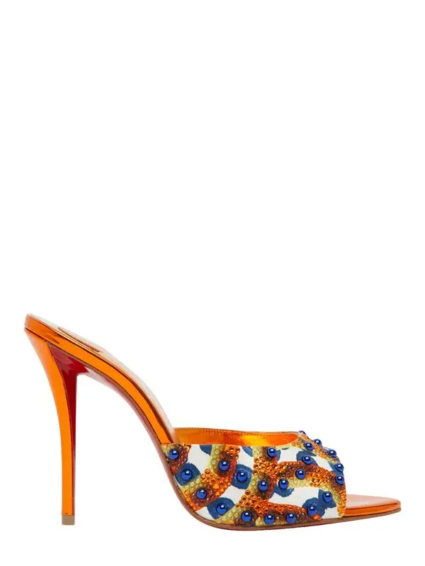 CHRISTIAN LOUBOUTIN Miss Z Beaded Mule Sandals - Magma