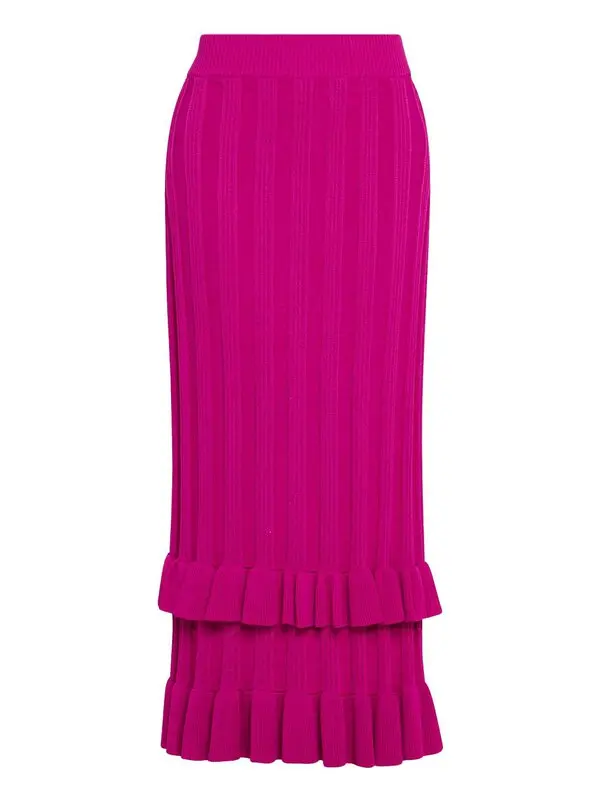 MARIE OLIVER Sawyer Ruffle-trim Rib Knit Maxi Skirt - Sangria