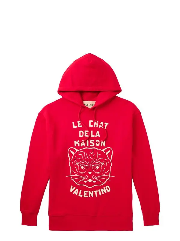Valentino Garavani Logo-print Cotton-jersey Hoodie - Red