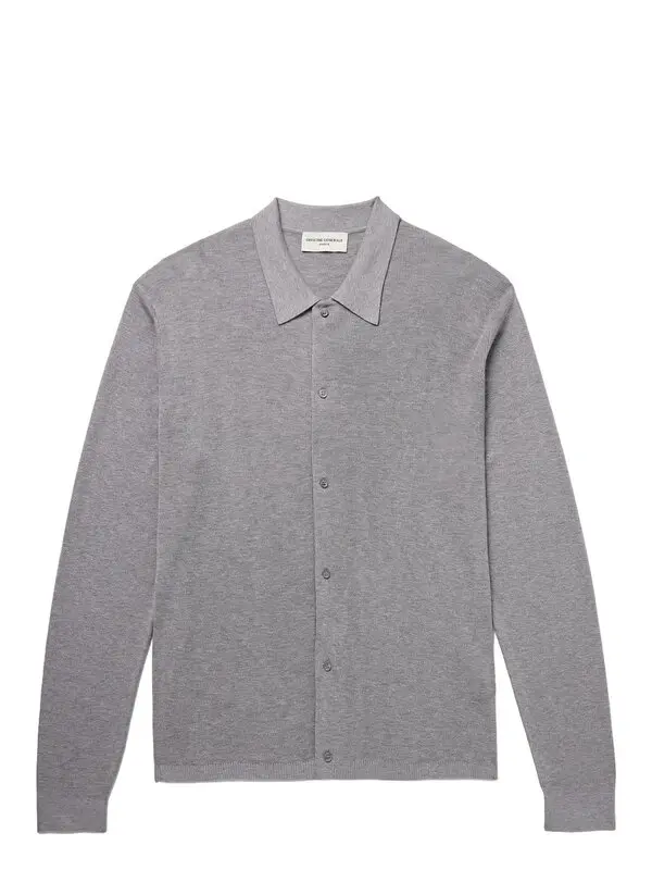 Officine Générale Brent Slim-fit Lyocell And Wool-blend Cardigan - Gray