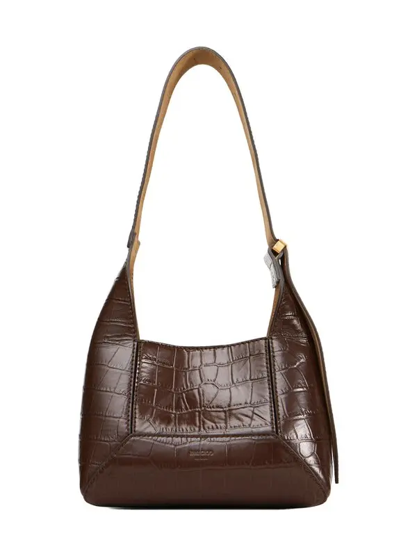 JIMMY CHOO Diamond Hobo Small Shoulder Bag - Chocolate/gold