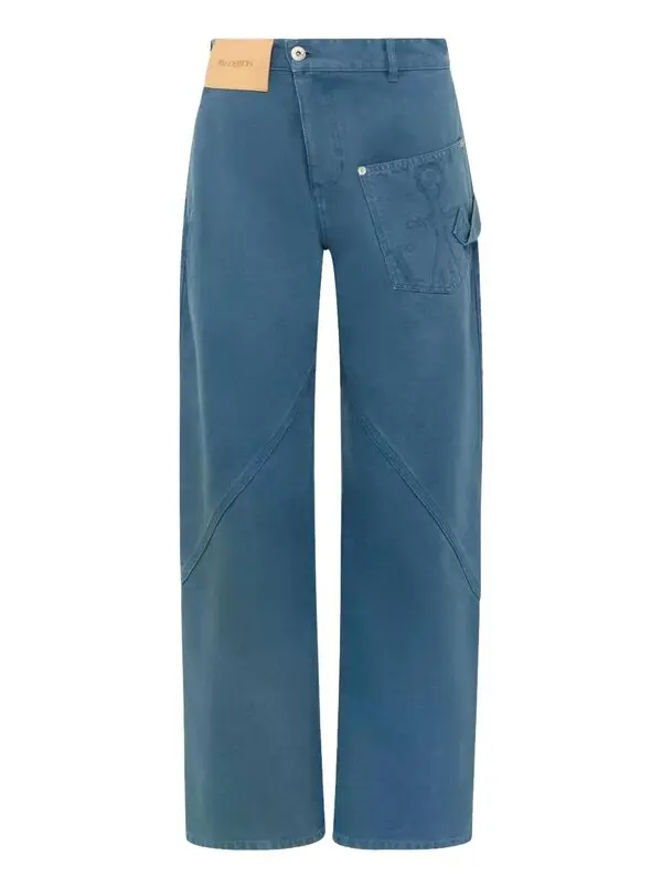JW Anderson Twisted Workwear Anchor-patch Trousers - Blue