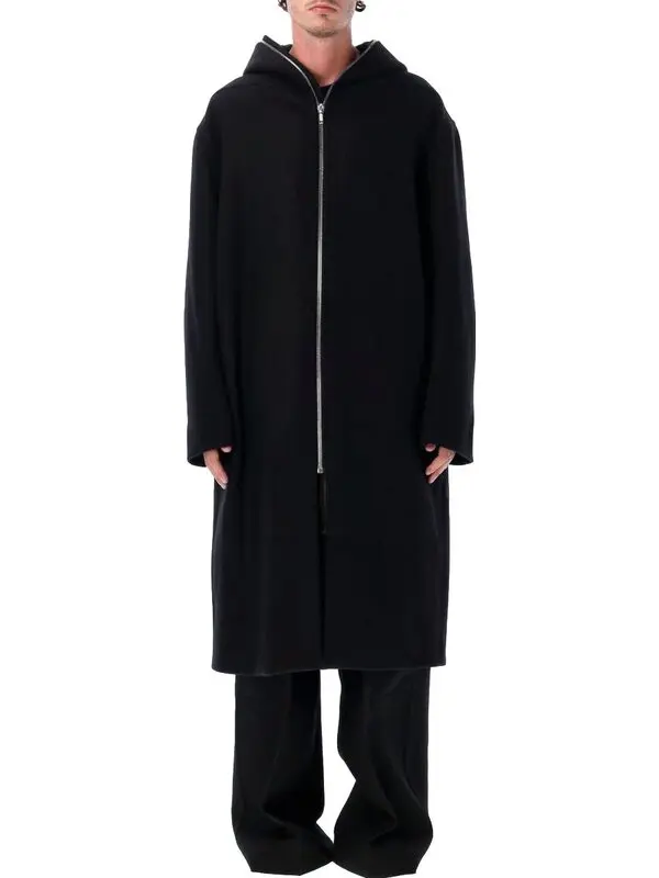 Rick Owens Mlton Wool Gimp Mac Coat - Black