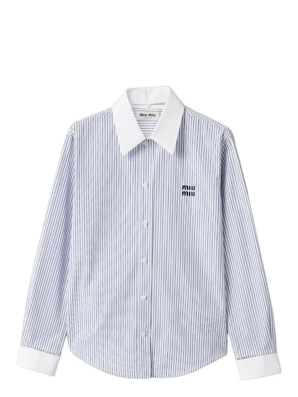 Miu Miu Striped Poplin Shirt - White/light Blue