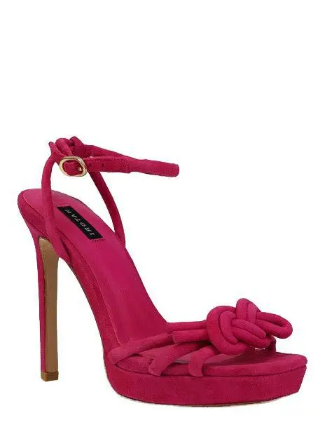 Natori Chizu Suede Knotted Bow Platform Heel - Natural
