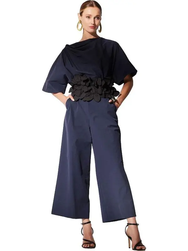 Natori Tech Cotton Taffeta Cropped Pants - Navy / Blue