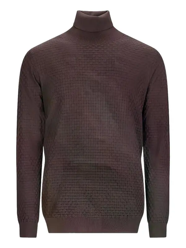GOES BOTANICAL Woven-knit Turtleneck Sweater - Brown
