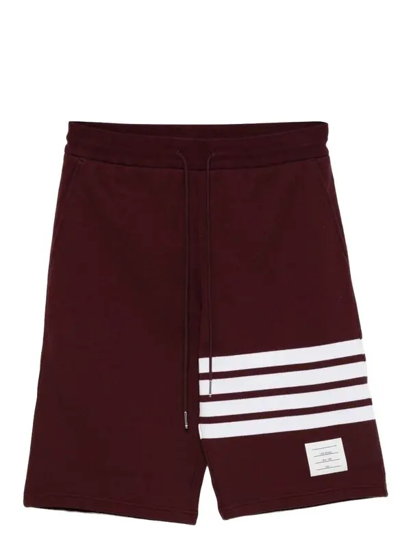 Thom Browne Four-stripe Cotton Shorts - Red