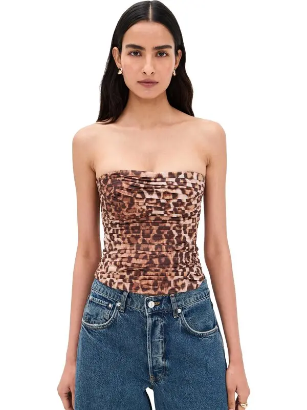 Aje Ruched Bustier - Leopard
