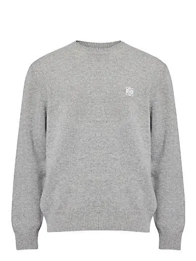 Loewe Anagram Crewneck Wool Jumper - Grey Melange