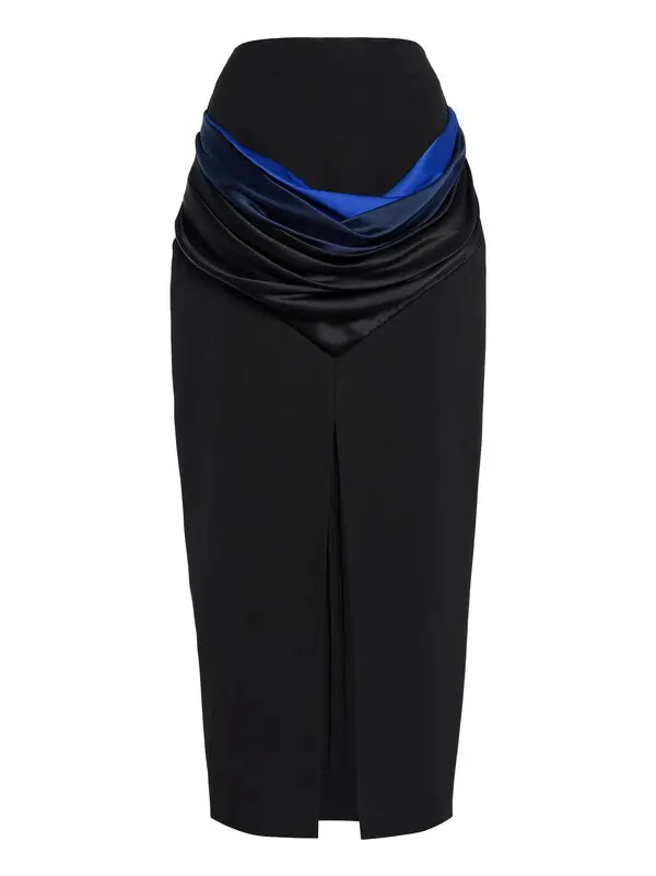 Burc Akyol Satin-draped Wool Skirt - Black
