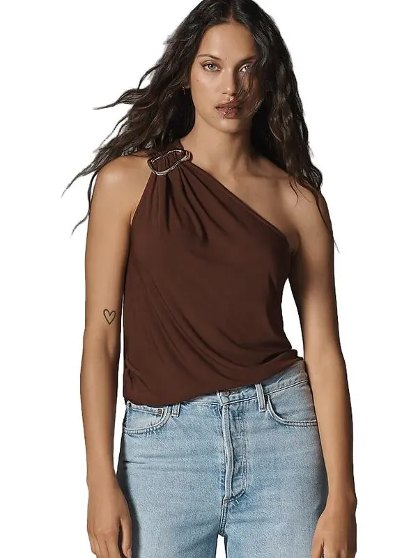 DOLAN LEFT COAST One-shoulder Buckle Top - Brown