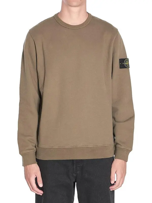 Stone Island Fleece Sweatshirt In Organic Cotton - Green
