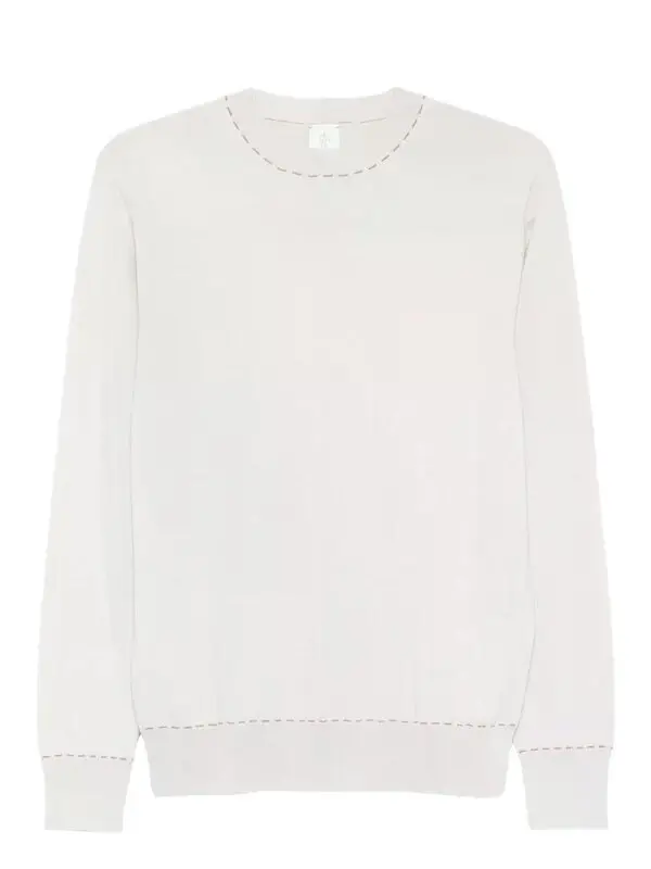 Eleventy Crew Neck Stitch-detail Sweater - Neutrals