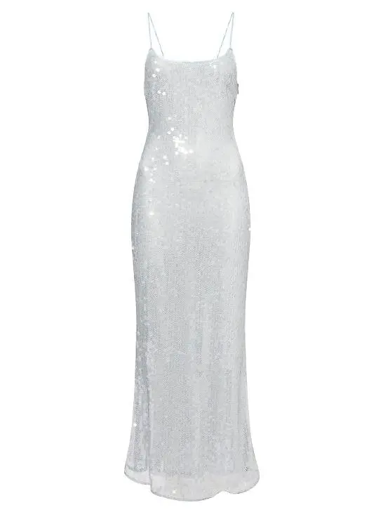 AMY LYNN Translucent-sequin Sleeveless Maxi Dress - Ice Blue