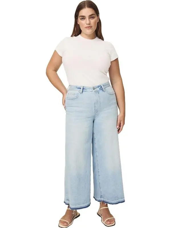 Warp + Weft Icn Plus Cropped Wide Leg Jeans - Denim
