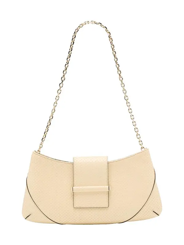 JIMMY CHOO Bar Slim Snake-embossed Leather Shoulder Bag - Bttrmlk/sg