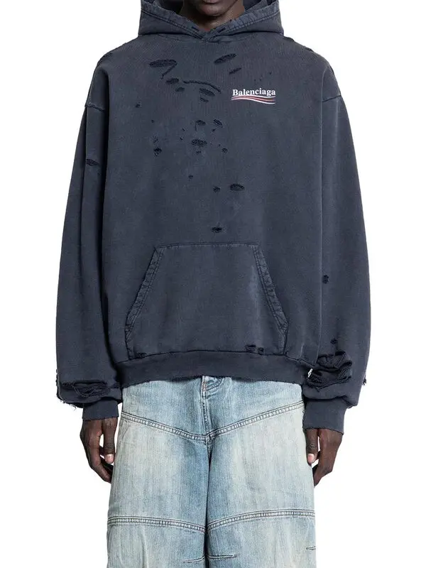 Balenciaga Destroyed Hoodie - Black