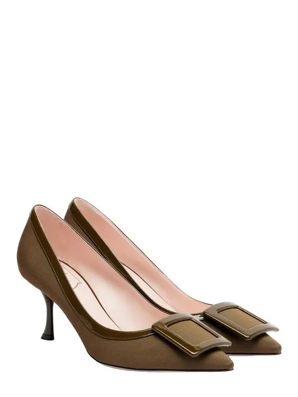 ROGER VIVIER Viv In The City 65 Leather-trimmed Pumps - Green