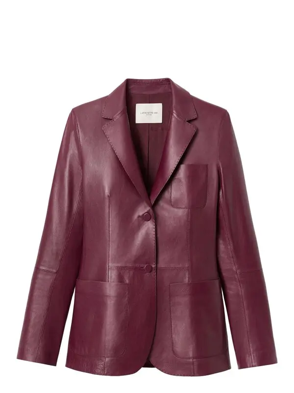 Lafayette 148 New York Nappa Leather Fitted Blazer - Violet Ash