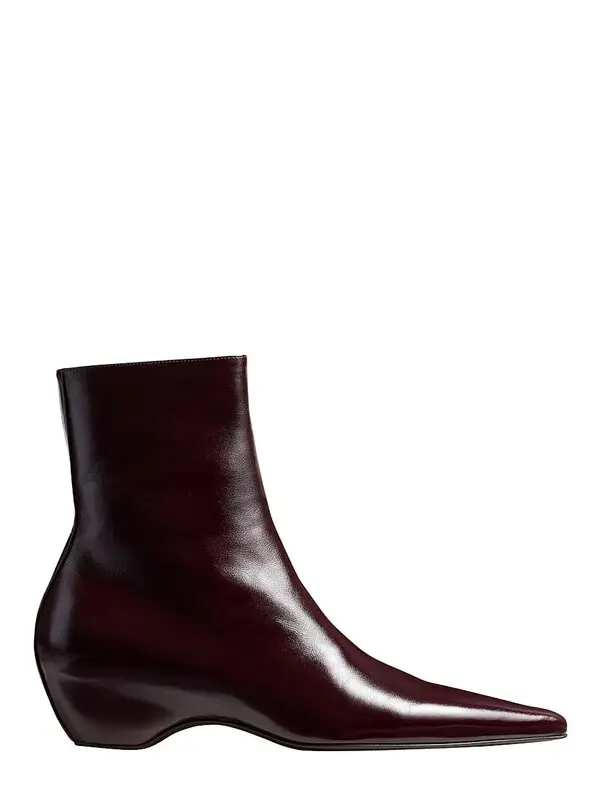 Khaite Sybil Leather Ankle Boots - Bordeaux