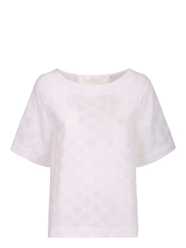 XACUS Polka Dot Short Sleeve Blouse - White