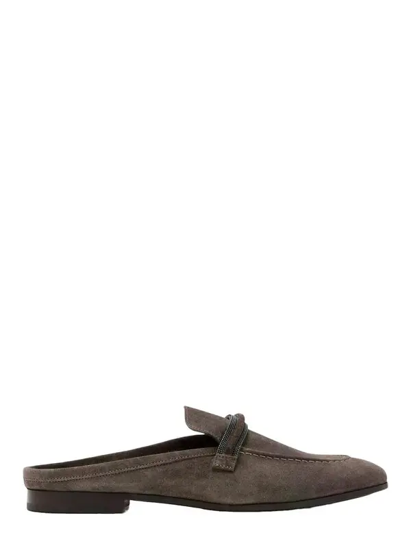 Brunello Cucinelli Beaded-embellished Suede Mules - Brown