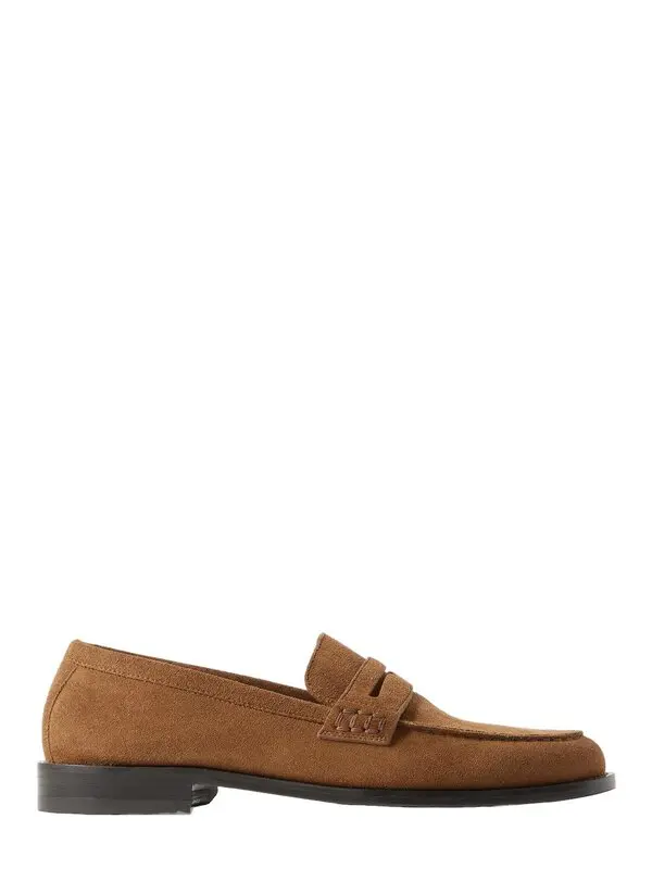 Manolo Blahnik Perry Suede Penny Loafers - Brown
