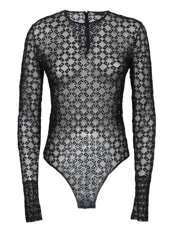 Givenchy Long Sleeve Velvet Bodysuit - Black