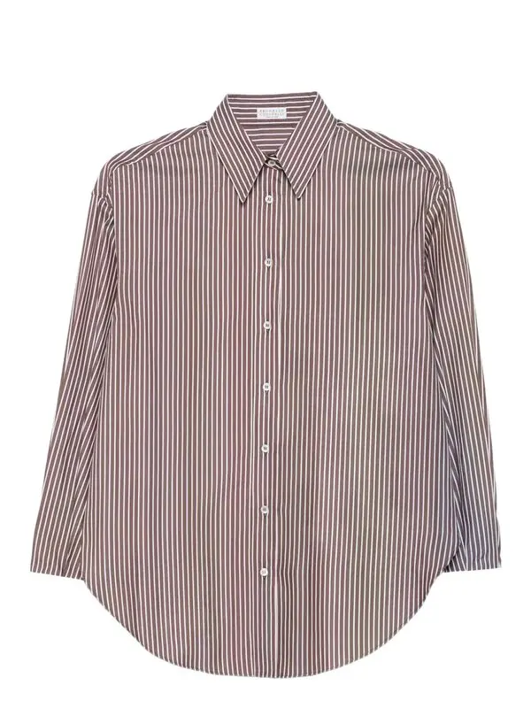 Brunello Cucinelli Striped Long-sleeve Shirt - Brown