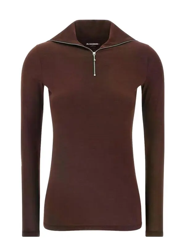 JIL SANDER Half-zip Collar Long-sleeve Top - Red