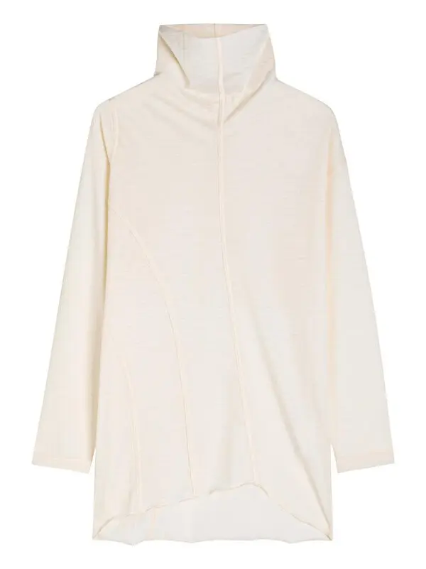 High Asymmetric Wool-jersey Top - Cream