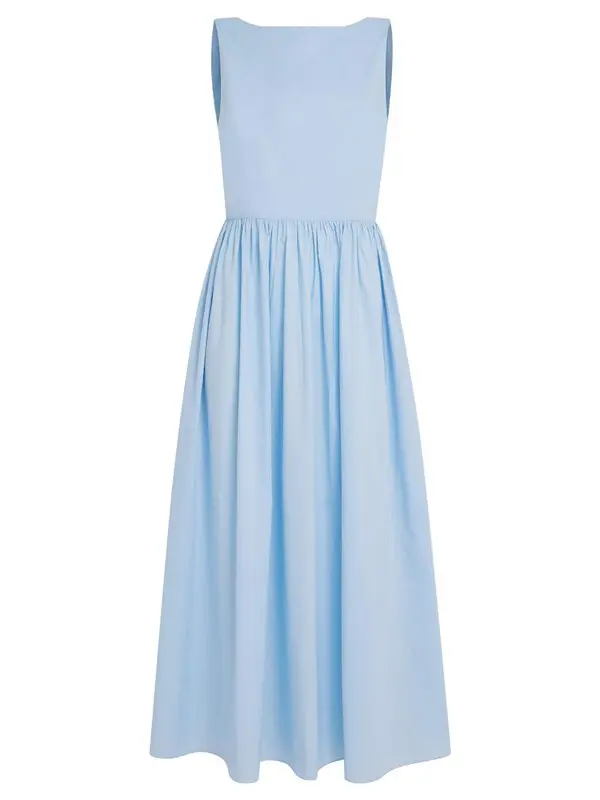 Matteau Organic Cotton Tie-back Midi Dress - Blue
