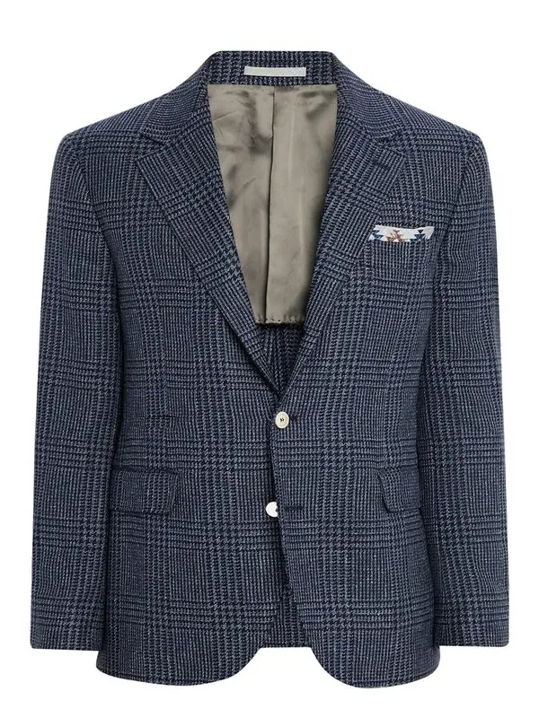 Brunello Cucinelli Alpaca And Silk Plaid Sport Coat - C016 Denim