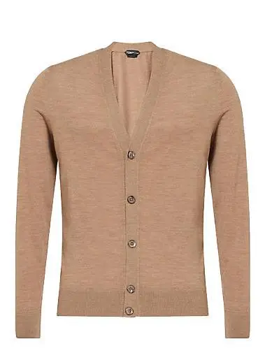 TOM FORD V-neck Fine-knit Wool Cardigan - Honey