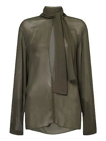 Alaïa Scarf Long-sleeves Woven Blouse - Olive