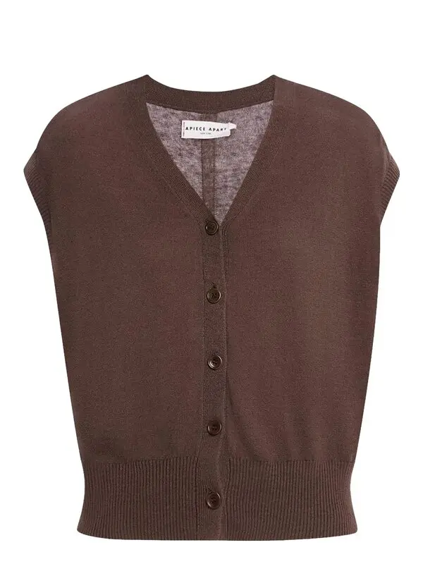 APIECE APART Organic Linen-cotton Knit Vest - Espresso