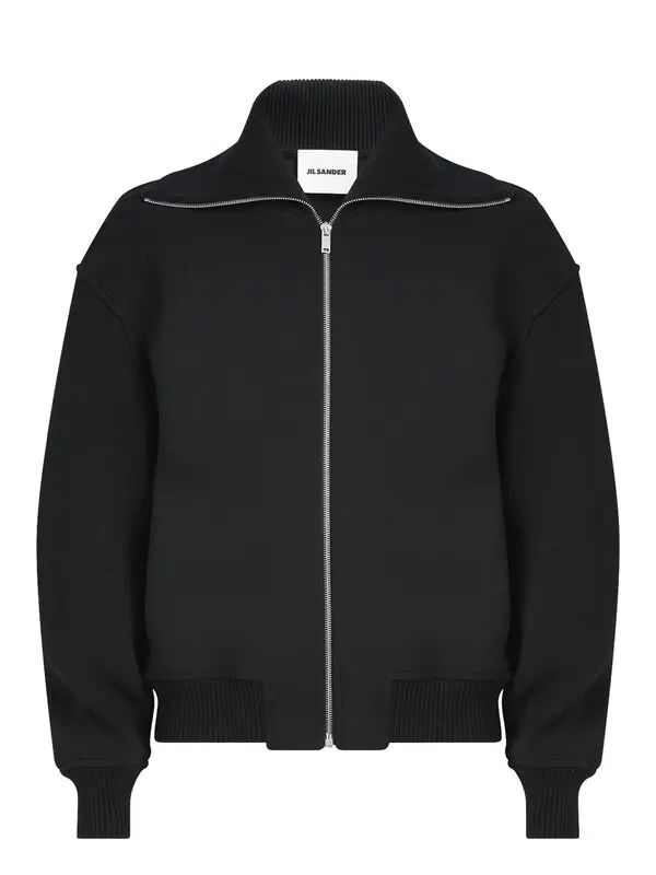 JIL SANDER Wool Bomber Jacket - Black