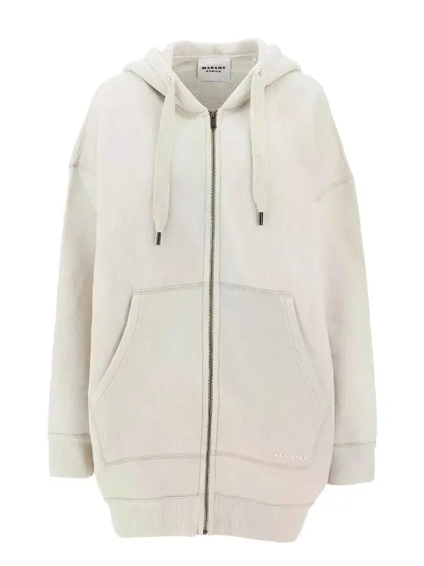MARANT ETOILE Hooded Zip-up Sweatshirt - Neutrals