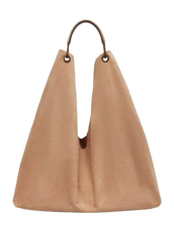 THE ROW Bindle Three Suede Shoulder Bag - Beige