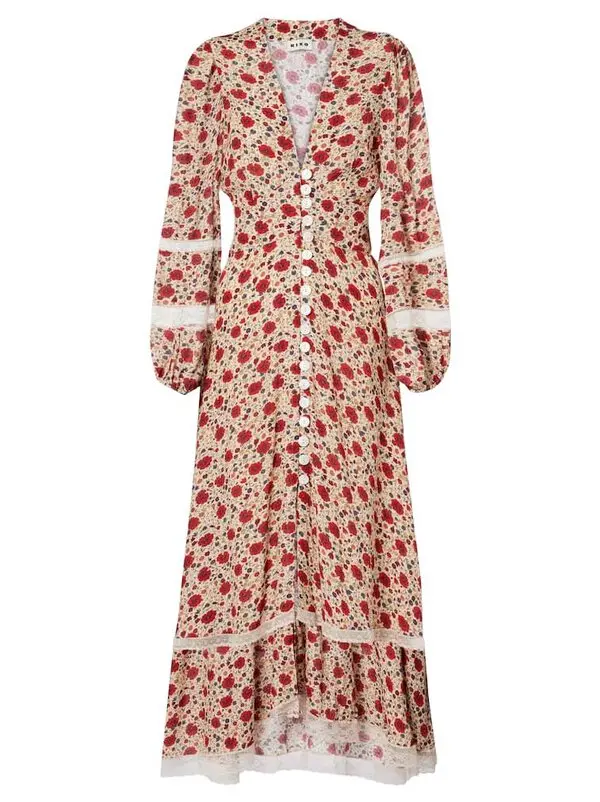 Rixo Floral Printed Midi Dress - Multicoloured