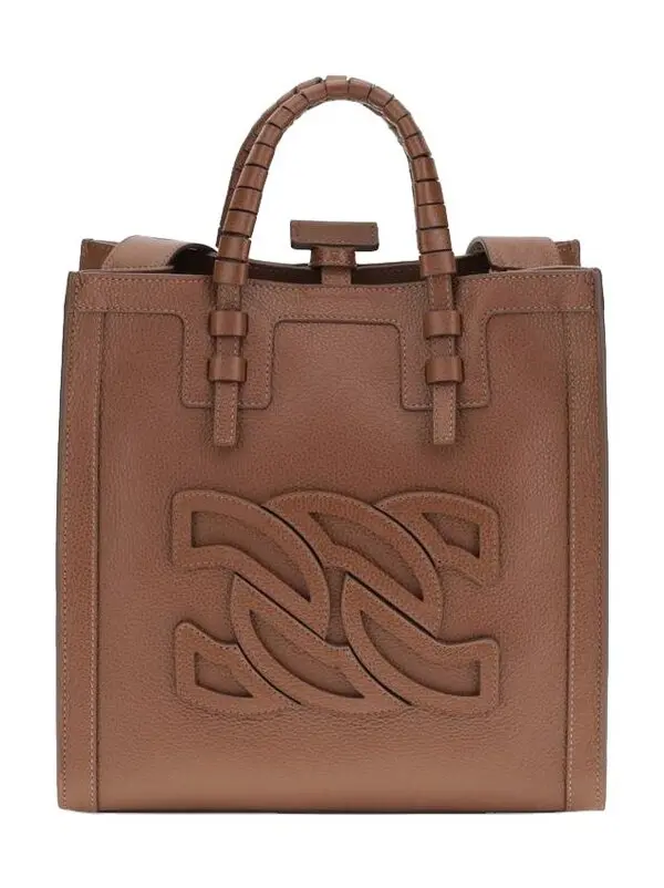 Casadei Leather Demetra Tote Bag - Brown